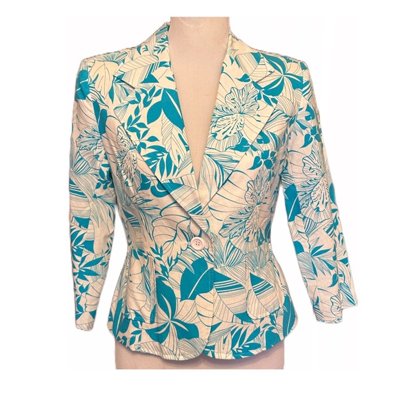 Chadwicks | Jackets & Coats | Chadwicks White Turquoise Blazer Size 6 ...